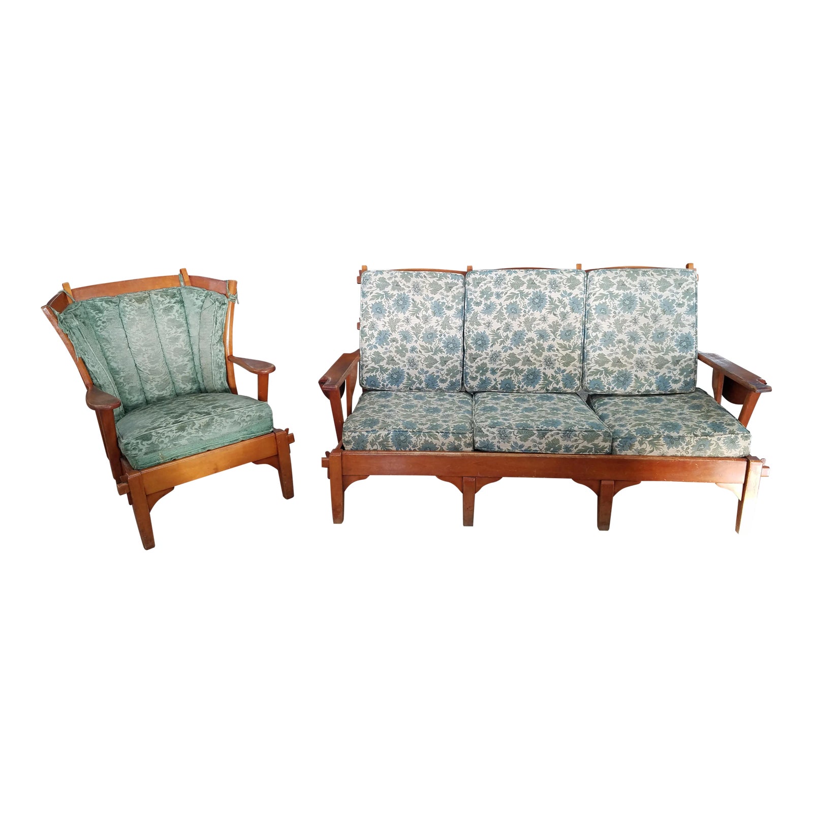 1950s Vintage Western Cowboy Monterrey Ranch Style Couch & Easy Chair ...