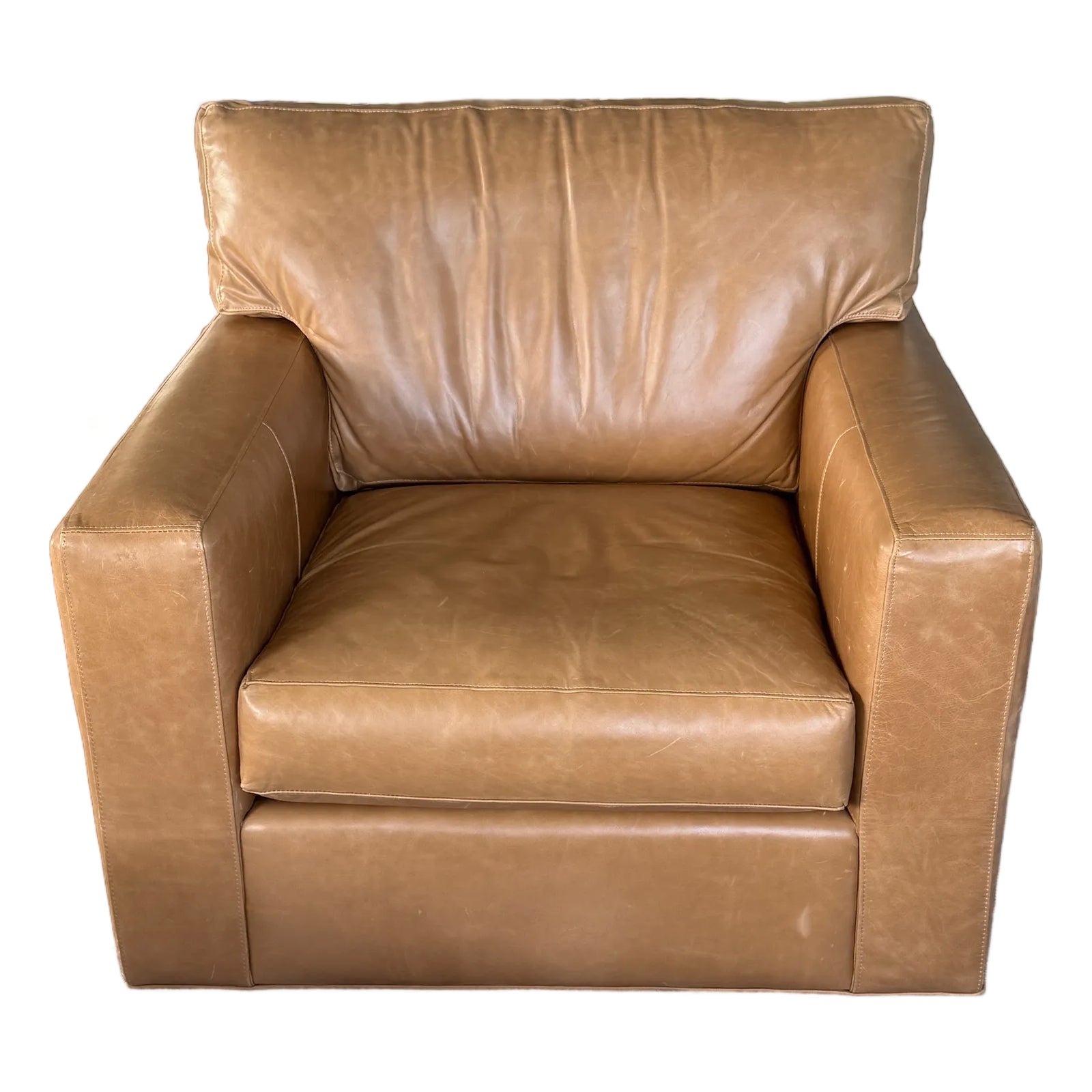 Camel Leather Axis Swivel Chair | Chairish