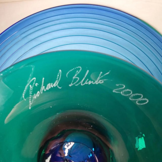 Signed Richard Blenko Pedestal Bowl Art Glass Year 2000 Special ...