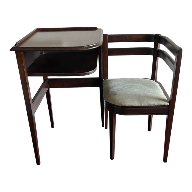 1950s Vintage Wood Telephone Table Swing /Swivel Gossip Chair ...