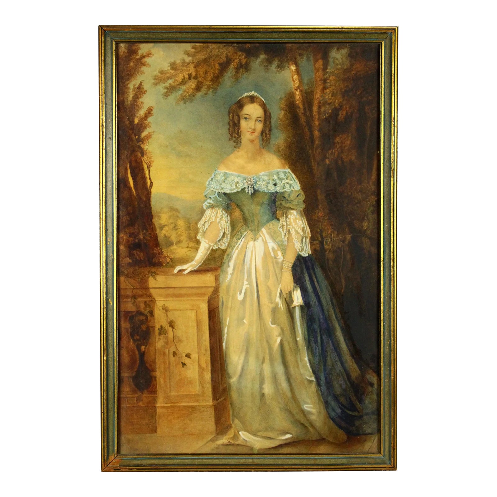 19th Century Watercolor and Gouache Portrait Painting of Lady Blanche ...