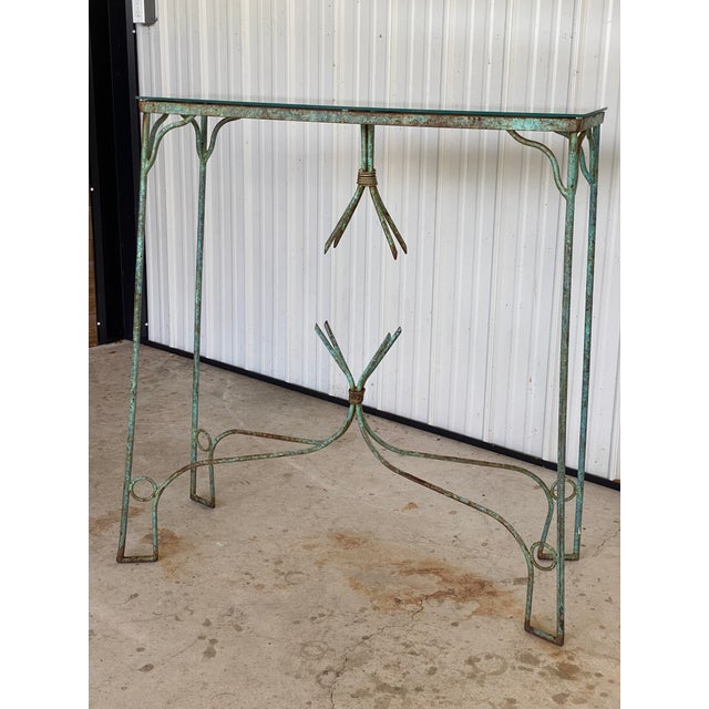 Late 19th Century Architectural Wrought Iron Verdigris Console | Chairish