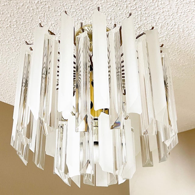 Mid-Century Modern Lucite Clear and Frosted 2-Tier Chandelier | Chairish