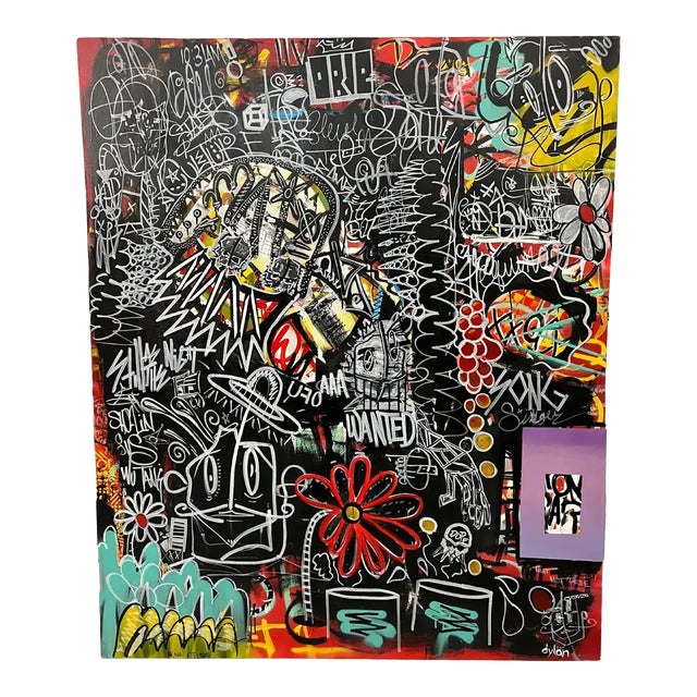 Oversized Graffiti Art on Canvas "Still as the Night" by Dylan | Chairish