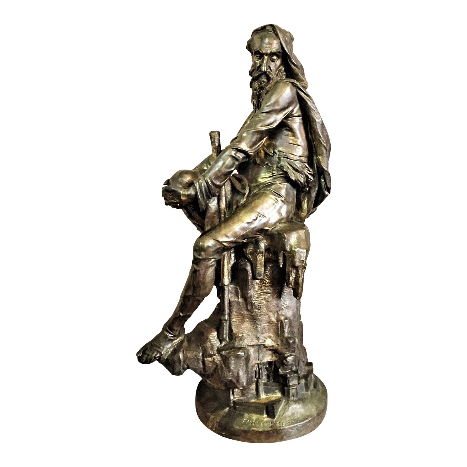 Émile Hébert, the Wanderer, Belle Époque Patinated Bronze Sculpture ...