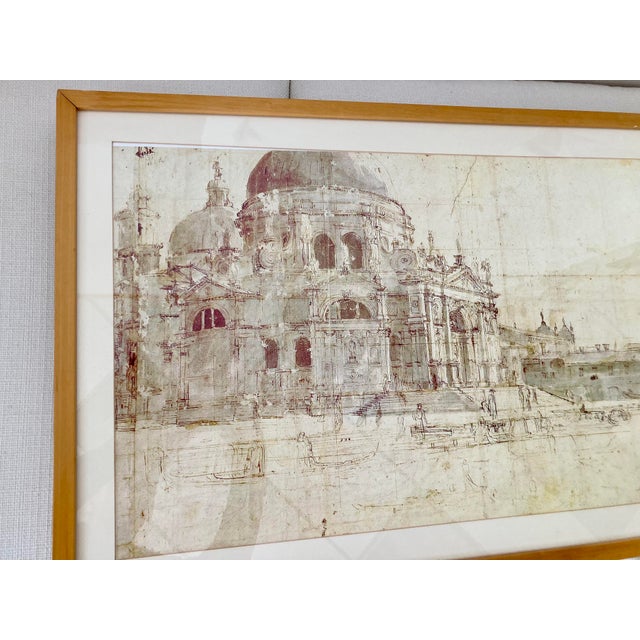 Venice Large Scale Etching in Sepia Tone | Chairish