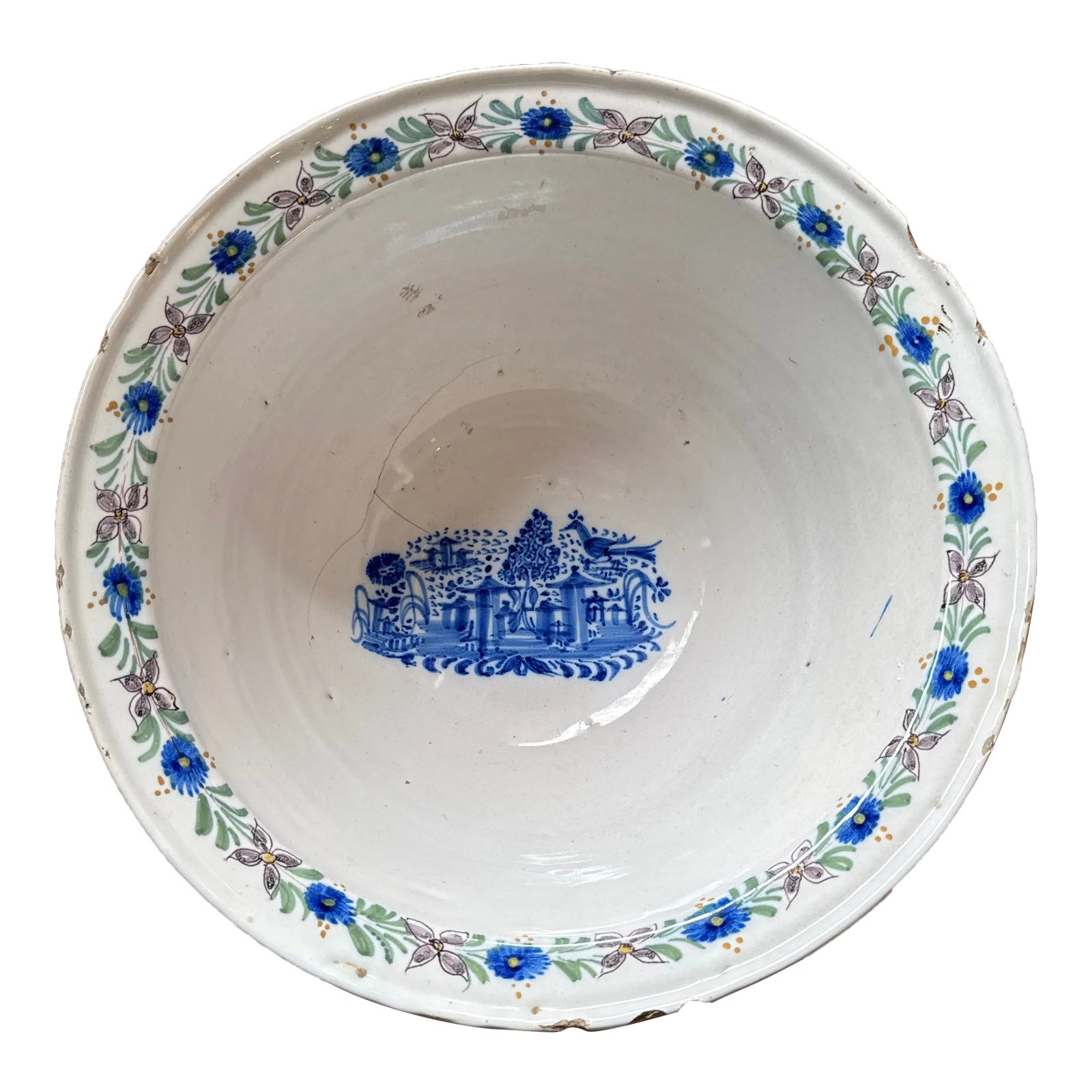 Antique Spanish Ceramic Lebrillo Bowl | Chairish