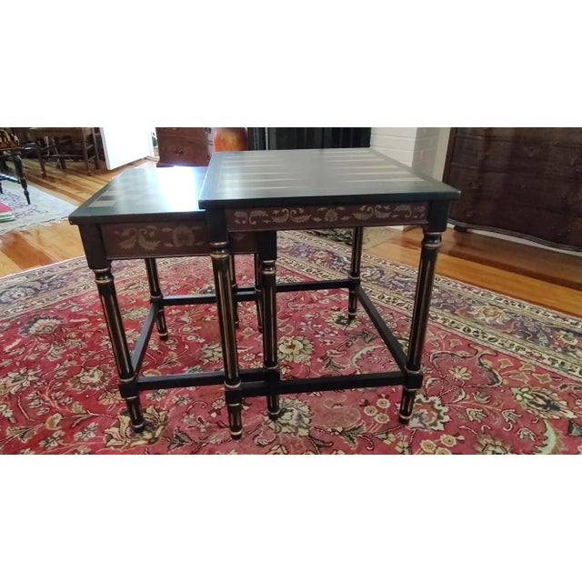 Nesting Game Table Set (Two Tables) With One Pull-Out Drawer in Lower ...