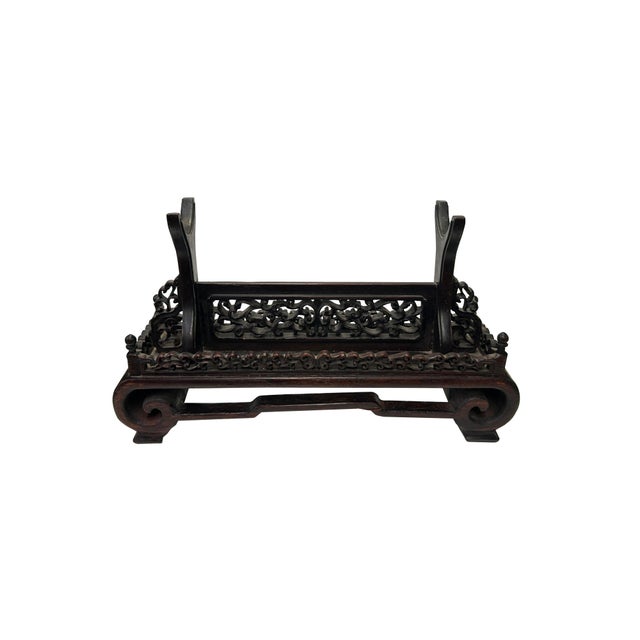 7" Chinese Brown Wood Rectangular Table Top Stand Display Easel | Chairish