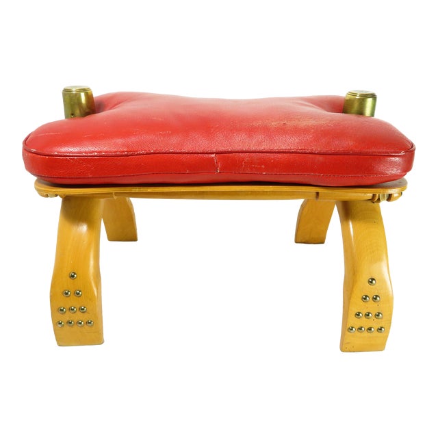 Vintage Red Leather Camel Saddle ~ Footstool / Ottoman / Bench / Mid ...