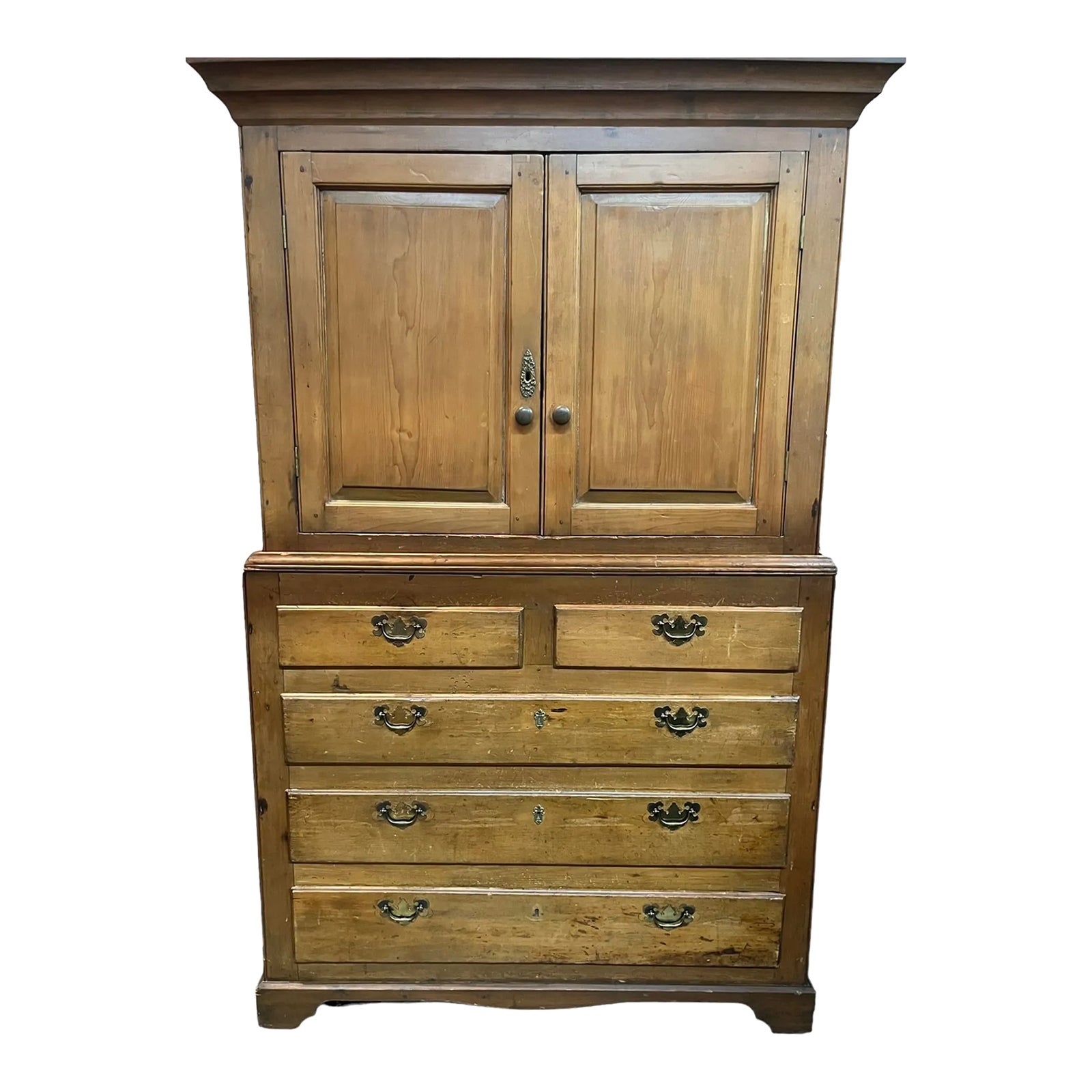 Late 19th Century A Large Pine Linen Press | Chairish
