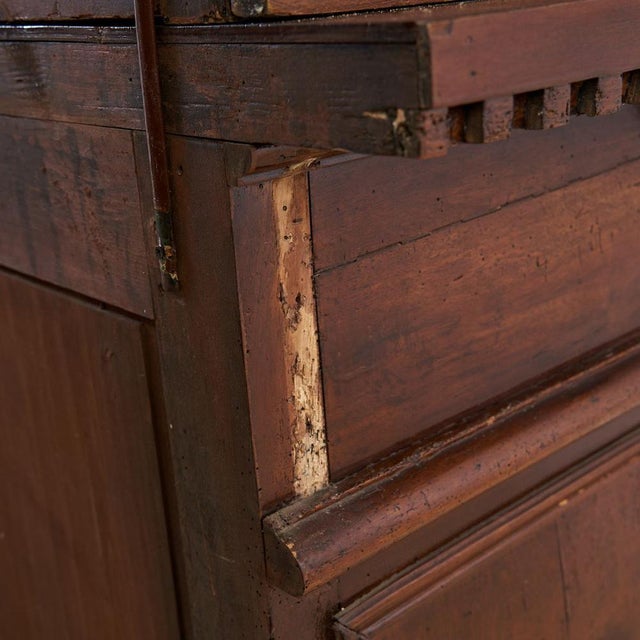 Vintage Wooden Cabinet with Ground Glass | Chairish