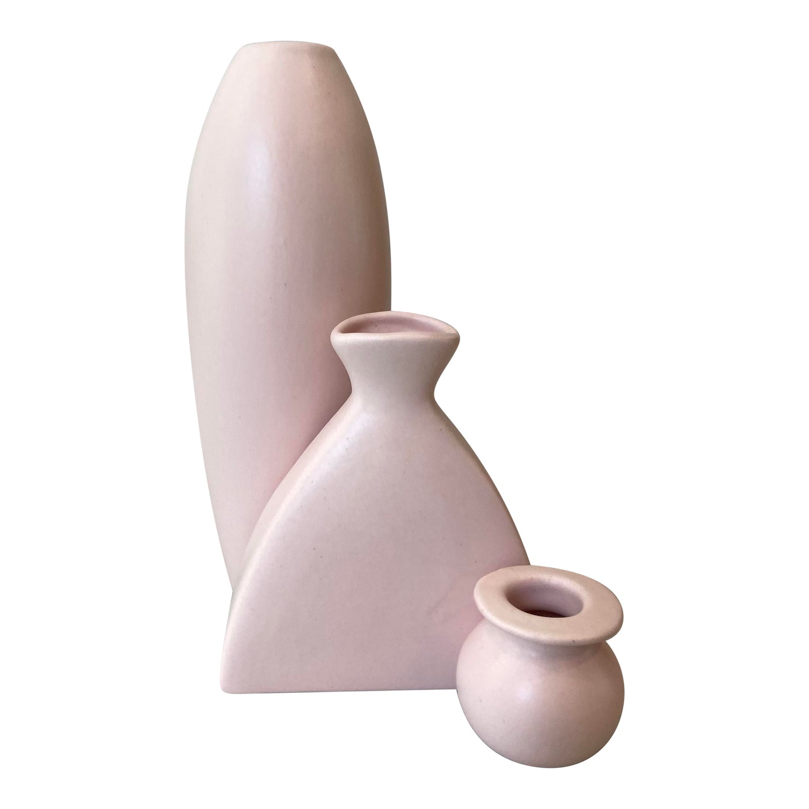 Mid Century Kay Finch California Matte Glaze Tri Vase | Chairish