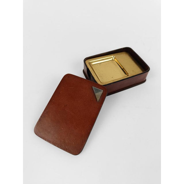 Vintage Individual Ashtrays Set in Gilded Metal and Italian Leather ...