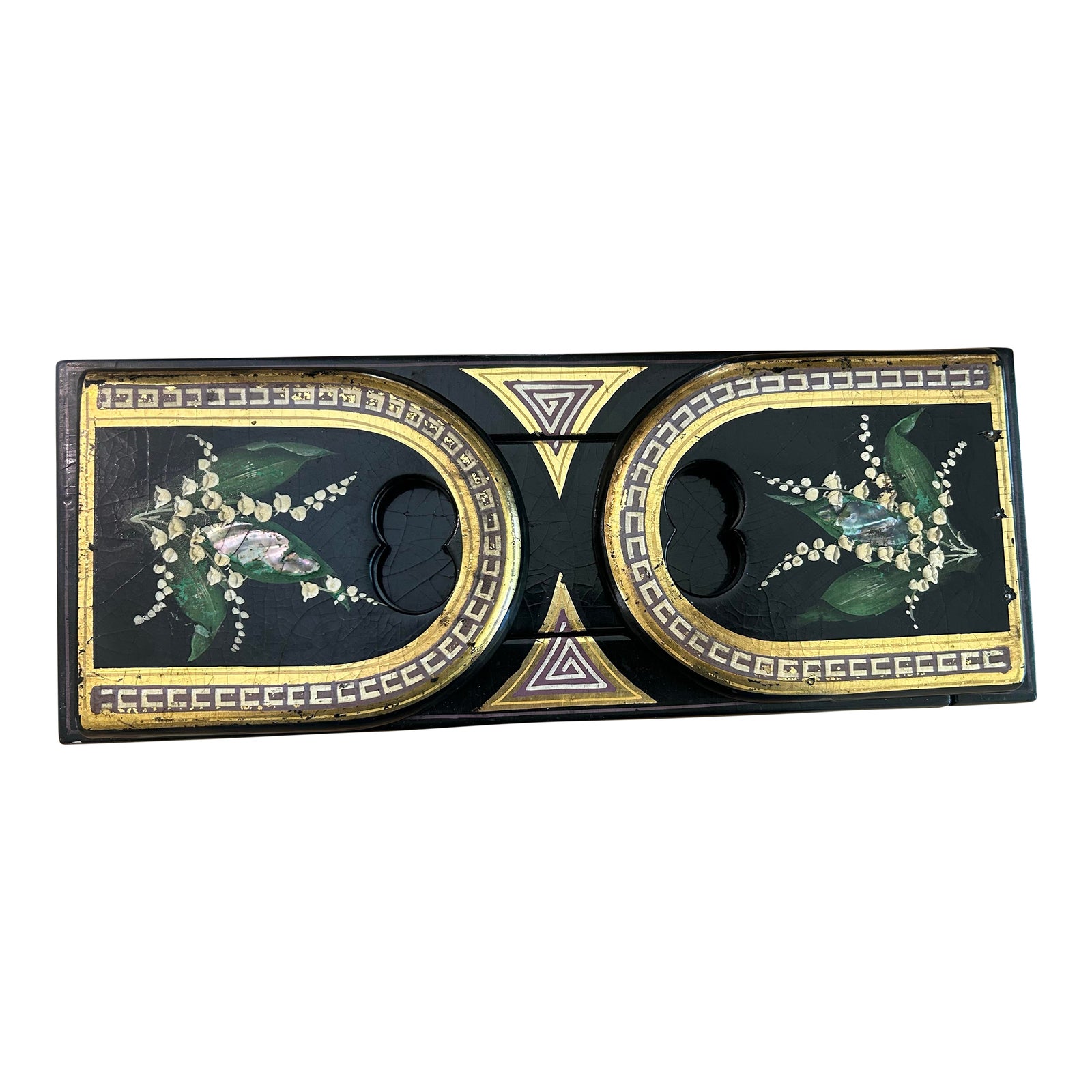 19th Century Collapsible Sliding Book Rack / Library Shelf, Lacquered ...