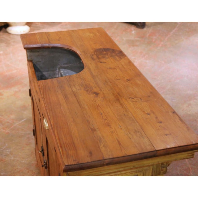 19th Century French Provincial Painted Pine Bar With Zinc Liner From ...