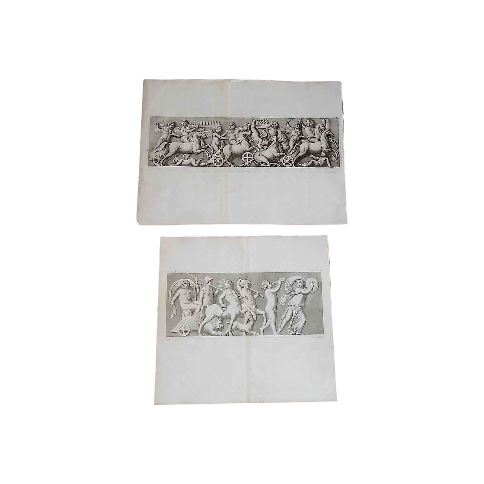 Antique 18th C. Copperplate Engravings - Ancient Roman Friezes - Large ...