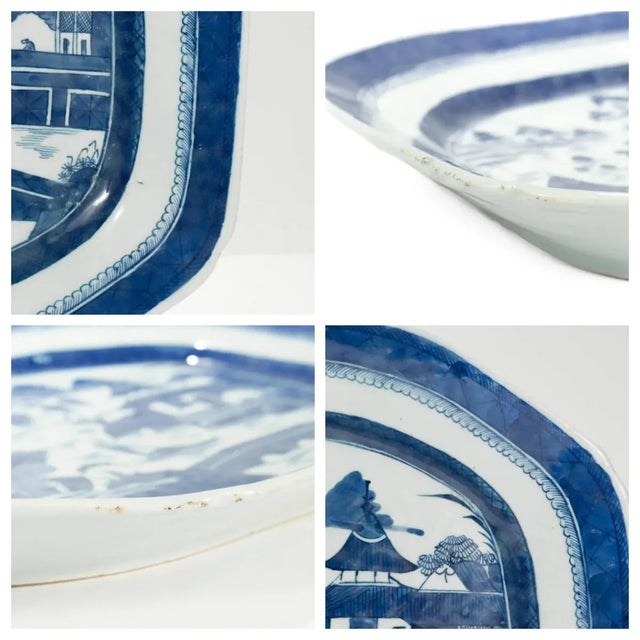 Large Antique Blue & White Canton Pattern Chinese Export Porcelain ...