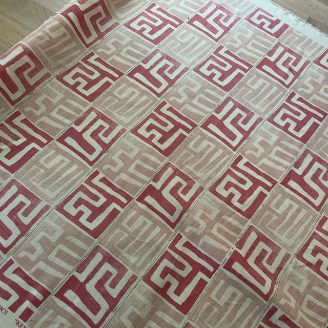 Penny Morrison Pink Kenil Linen Fabric - 2 Yards | Chairish