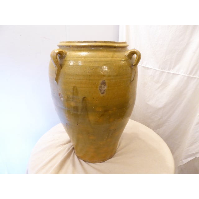 Vintage Large Spanish Mustard Color Glazed Garden Vessel | Chairish