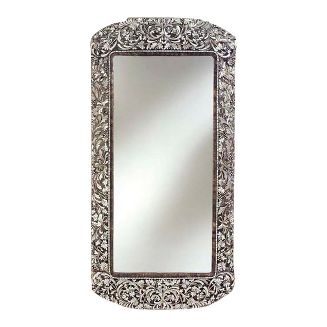 Transitional Long Handcut Glass Rectangular Mirror | Chairish