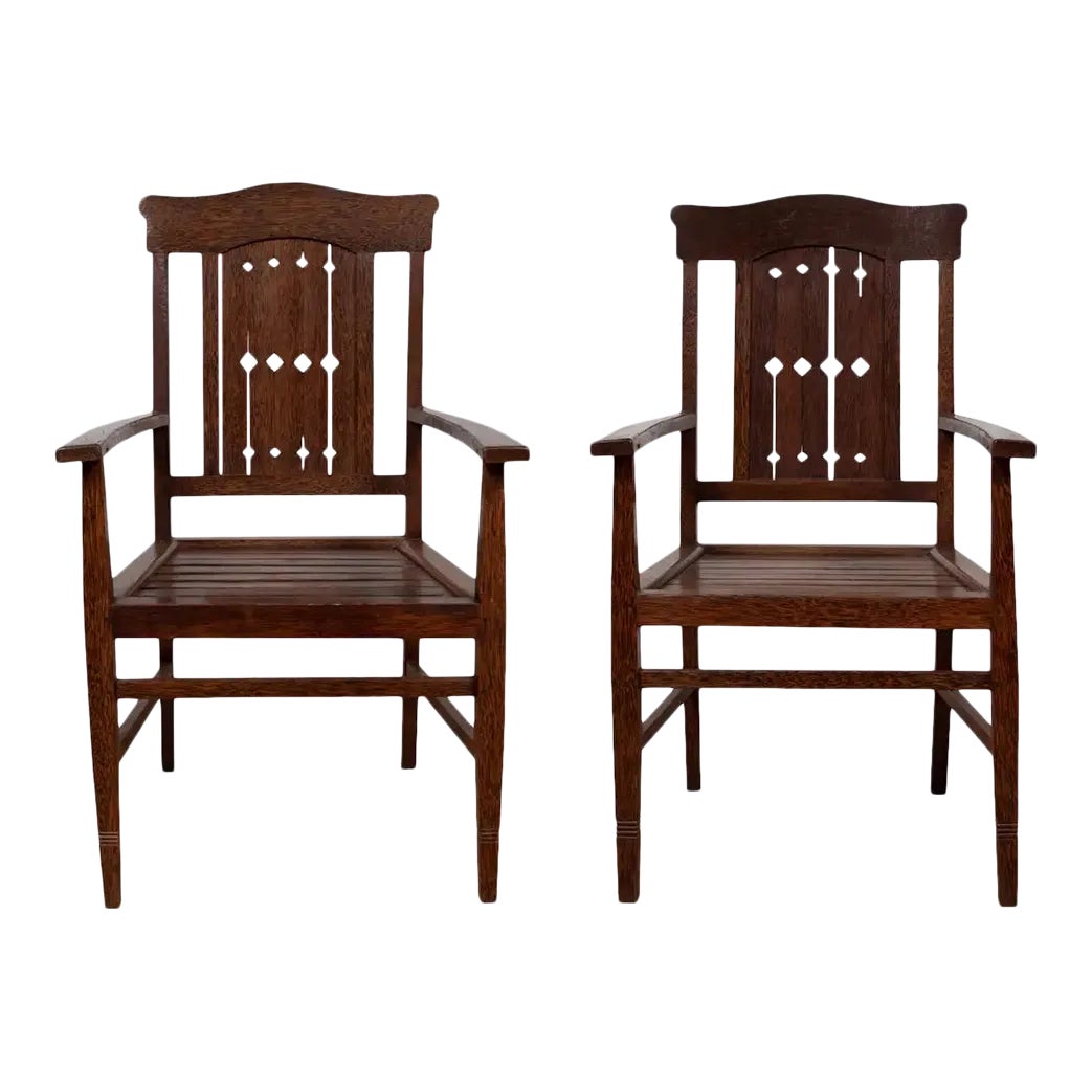 Vintage Dutch Colonial Armchair with Pierced Wooden Slats and Bonnet ...