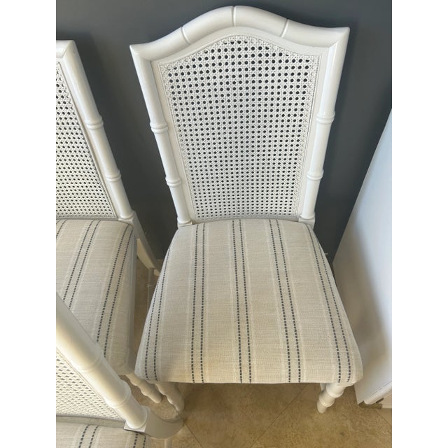 1980s Thomasville White Cane Faux Bamboo Dining Chairs-Set of 8 | Chairish