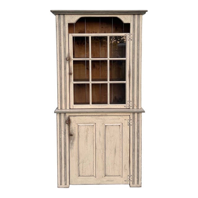 Gustavian Style Painted Pine Rustic Patina Farmhouse China Cabinet ...
