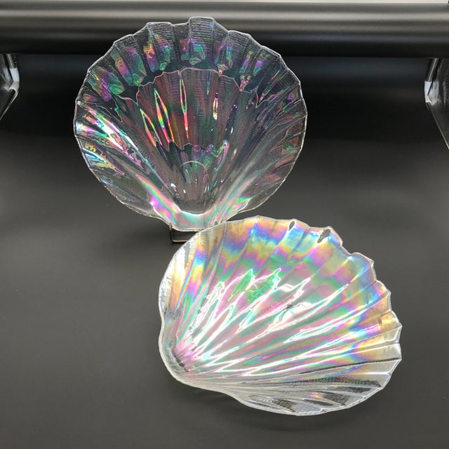 1960s Kamei Craft Japan Carnival Iridescent Glass Shell Plates - a Pair ...