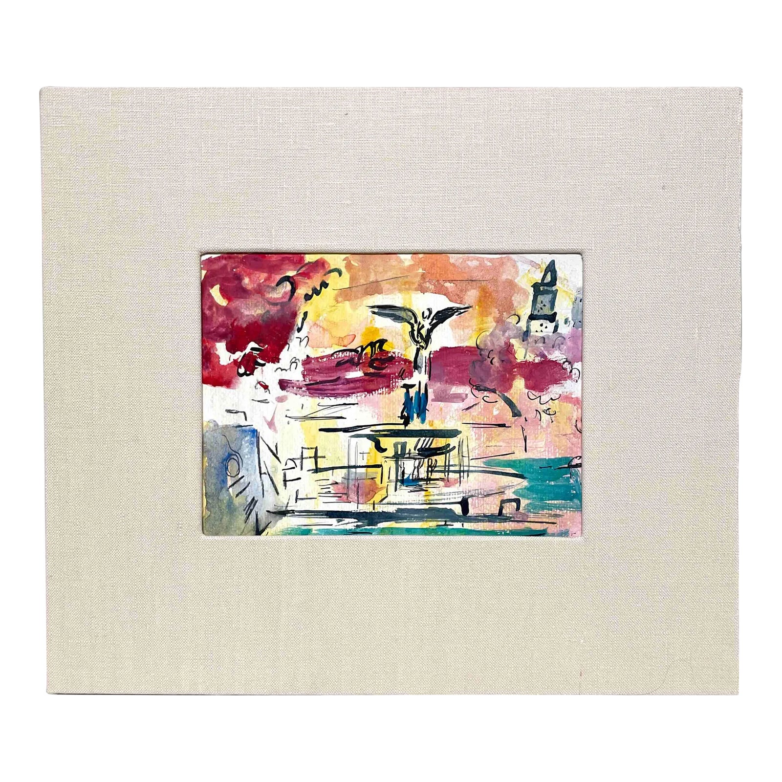 Watercolor Painting of a Fountain in New York's Central Park by Artist ...