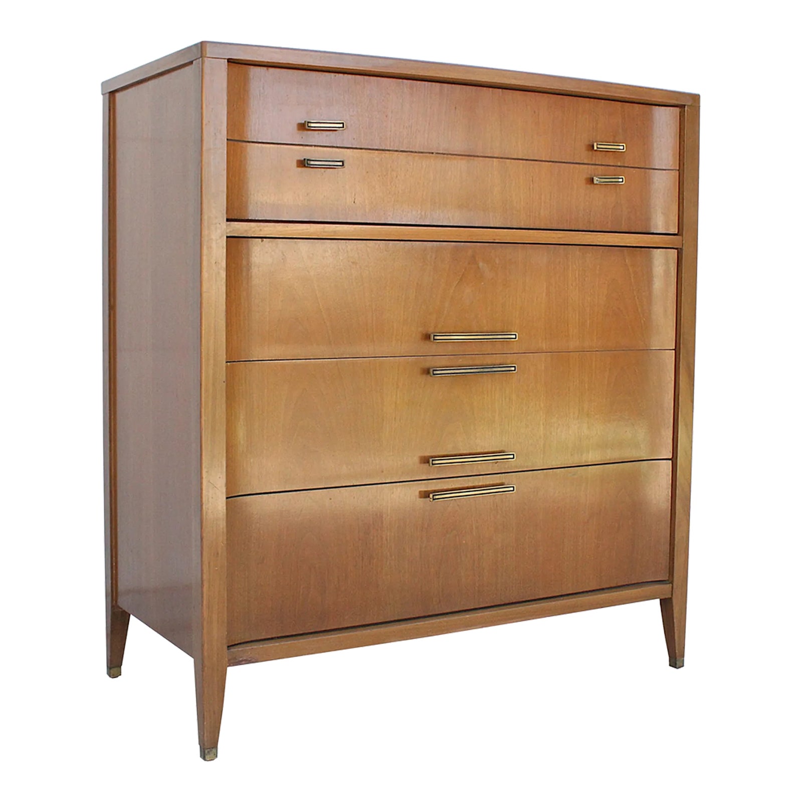 Vintage 1960 s Curved 4 Drawer Highboy Dresser by Kroehler