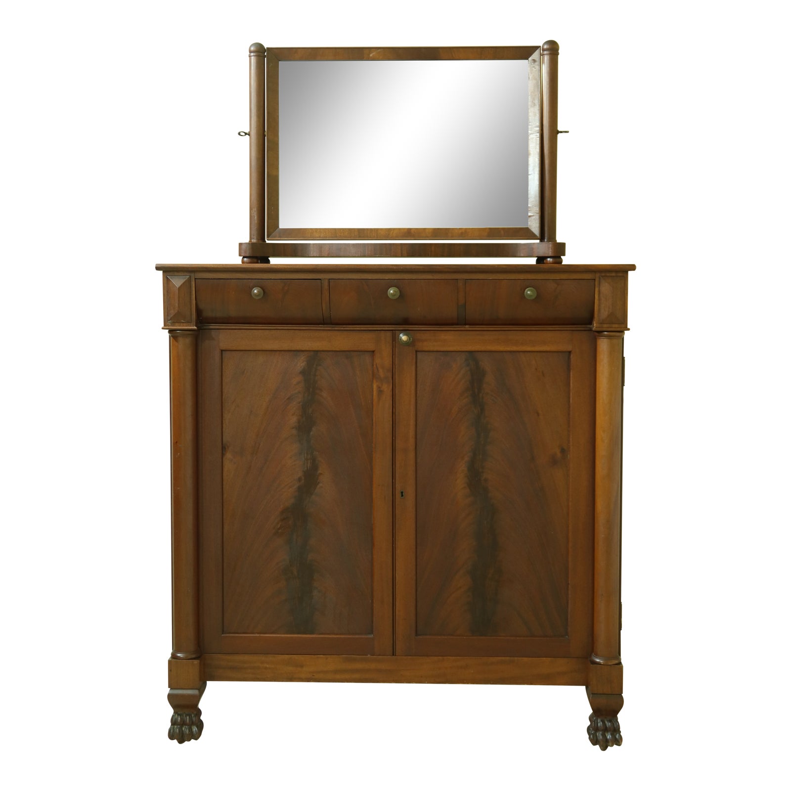 Antique American Empire Chifferobe W. Mirror | Chairish