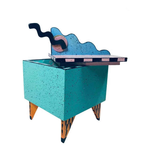 1990s Hollis Fingold Post Modern Memphis Jewelry Trinket Abstract Box ...