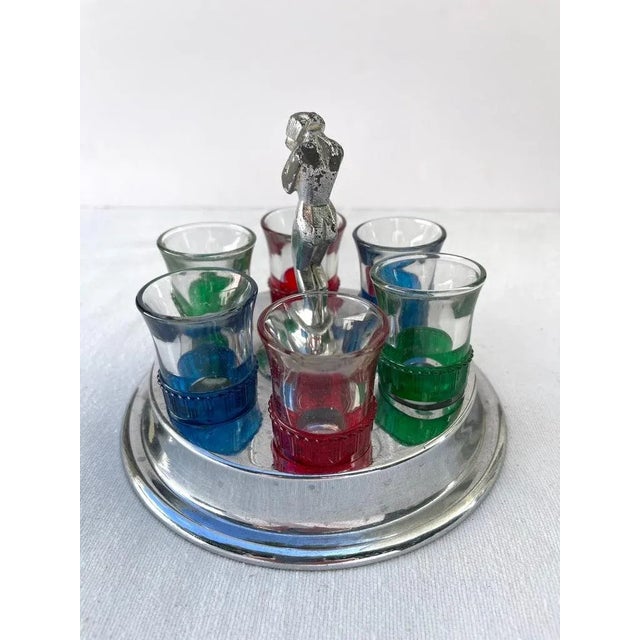 Rare Deco Nude Farberware Shot Glass Server Set | Chairish