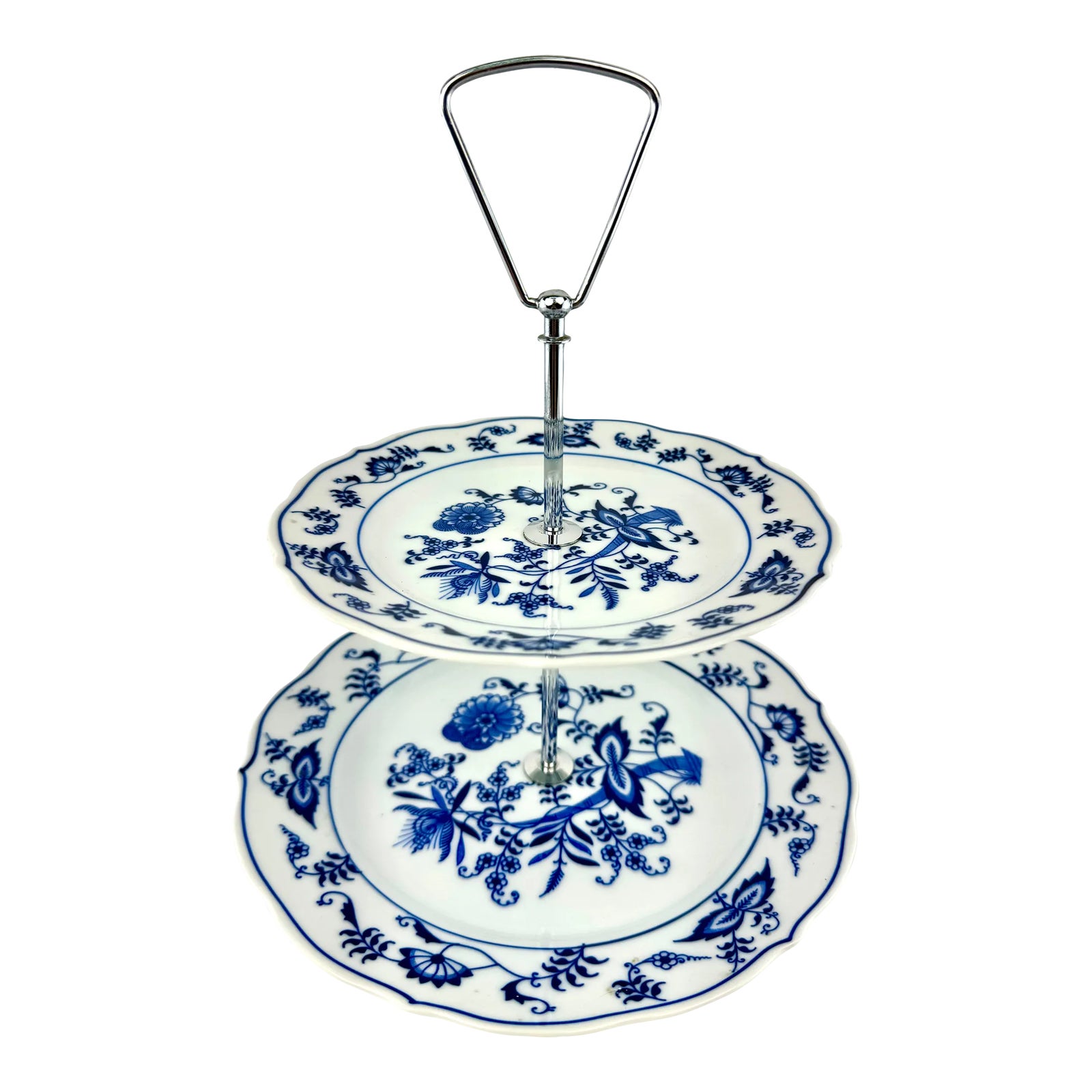 Vintage Blue Danube 2-Tier Serving Tray | Chairish