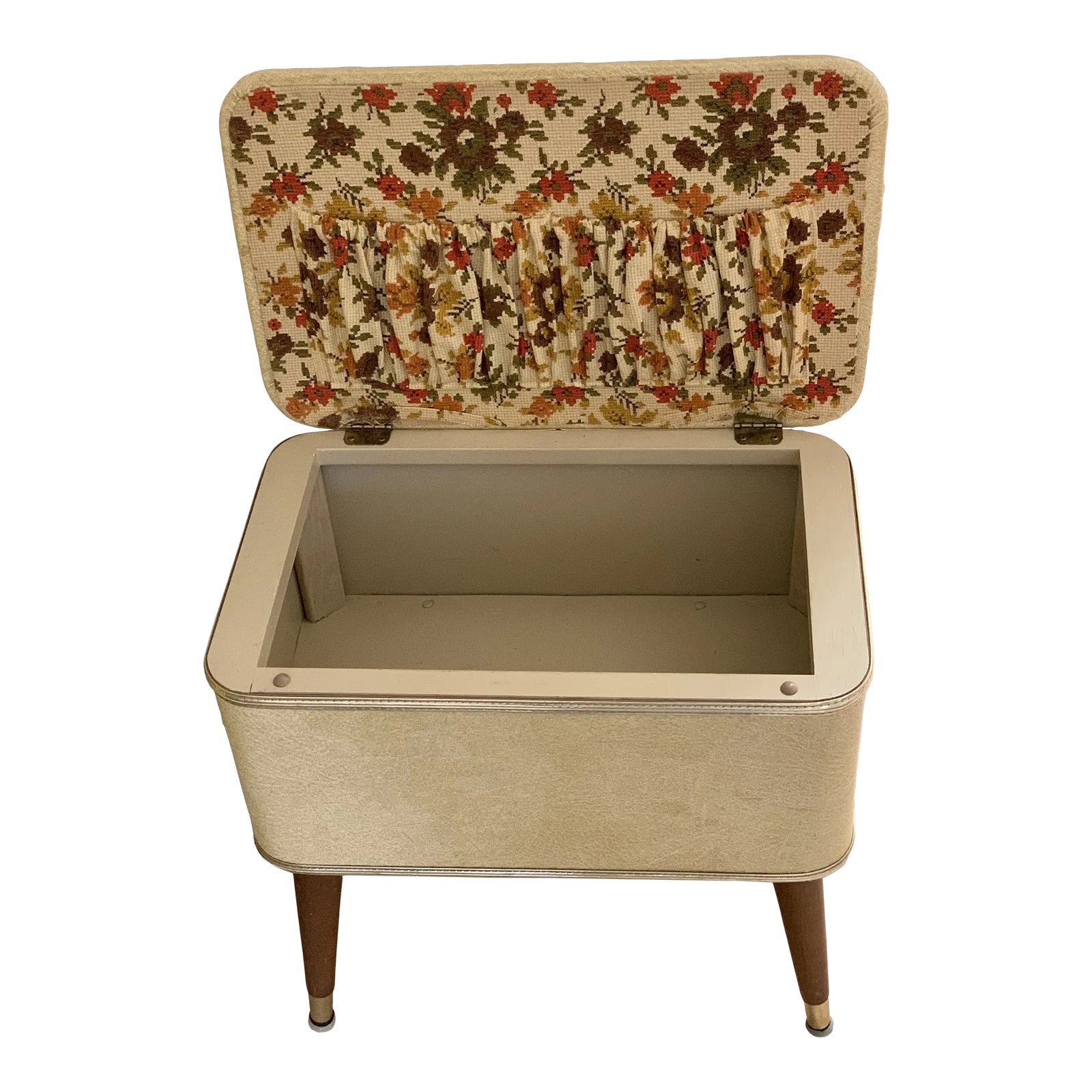 Midcentury 1950s Storage Trunk or Sewing Trunk Stand | Chairish