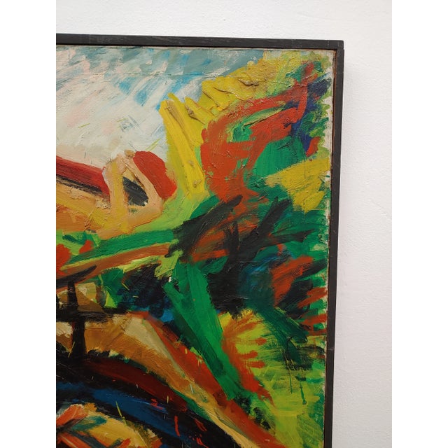 1959 Signed Abstract Expressionist Oil Painting on Canvas, Framed ...