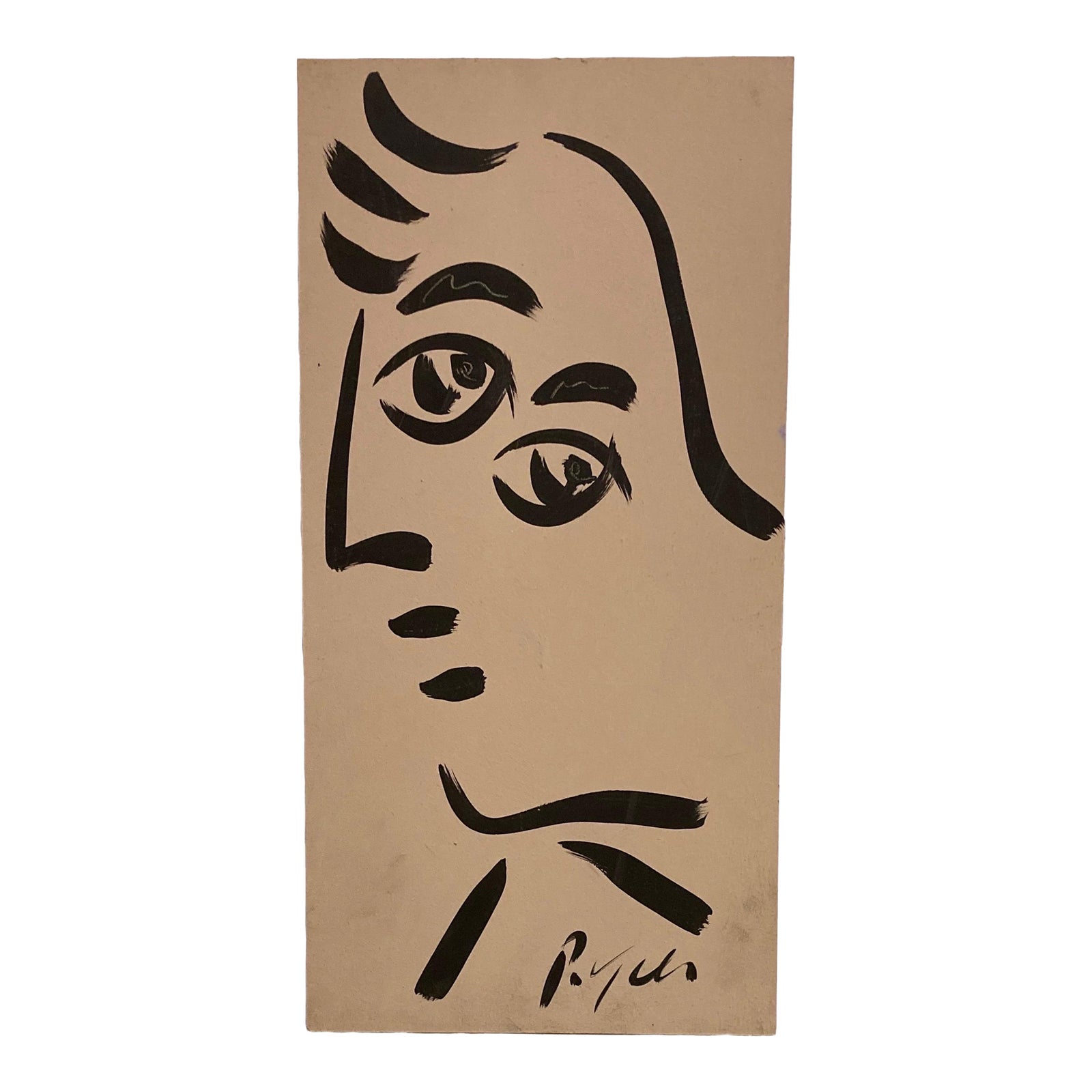 20th Century Black & Tan Abstract Portrait Painting by Peter Keil ...