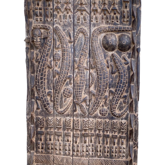 Large Dogon Door W/Crocodiles Mali African 73"h | Chairish