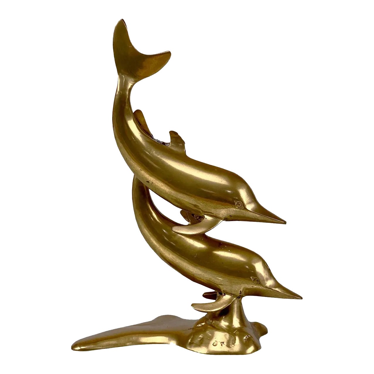Vintage Coastal Brass Figural Dolphin Sculpture | Chairish