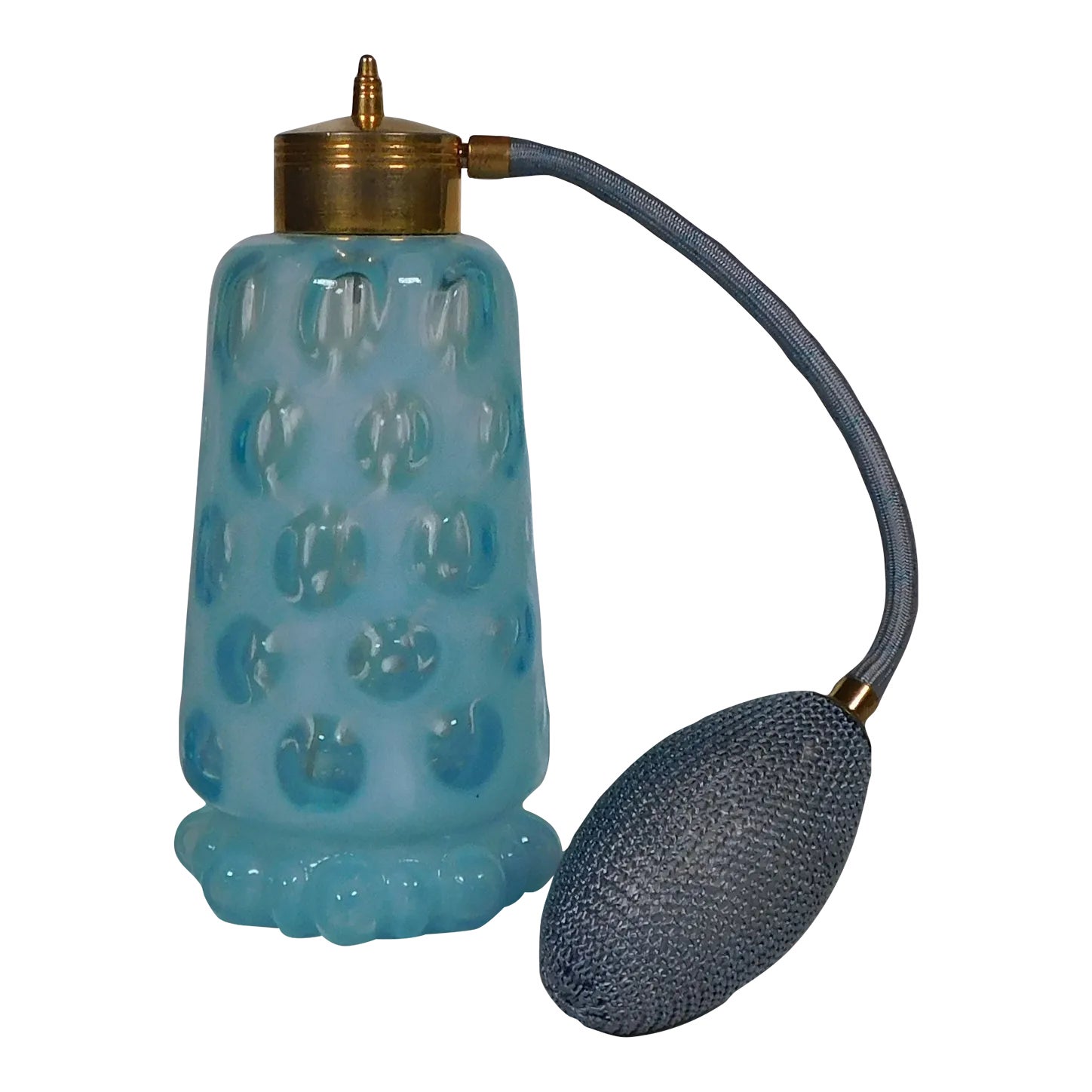 1930s Baby Blue Glass Perfume Bottle With Clear Dots | Chairish