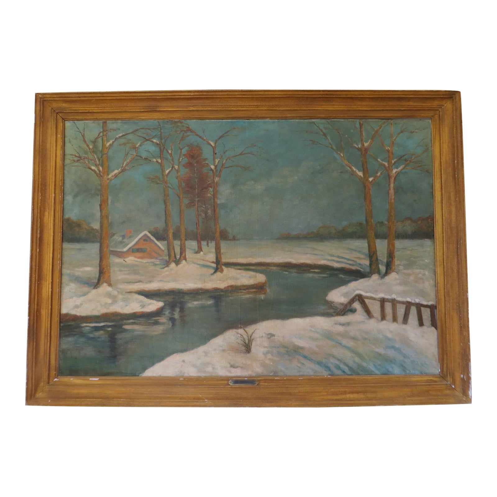 Late 19th Century Winter Landscape | Chairish