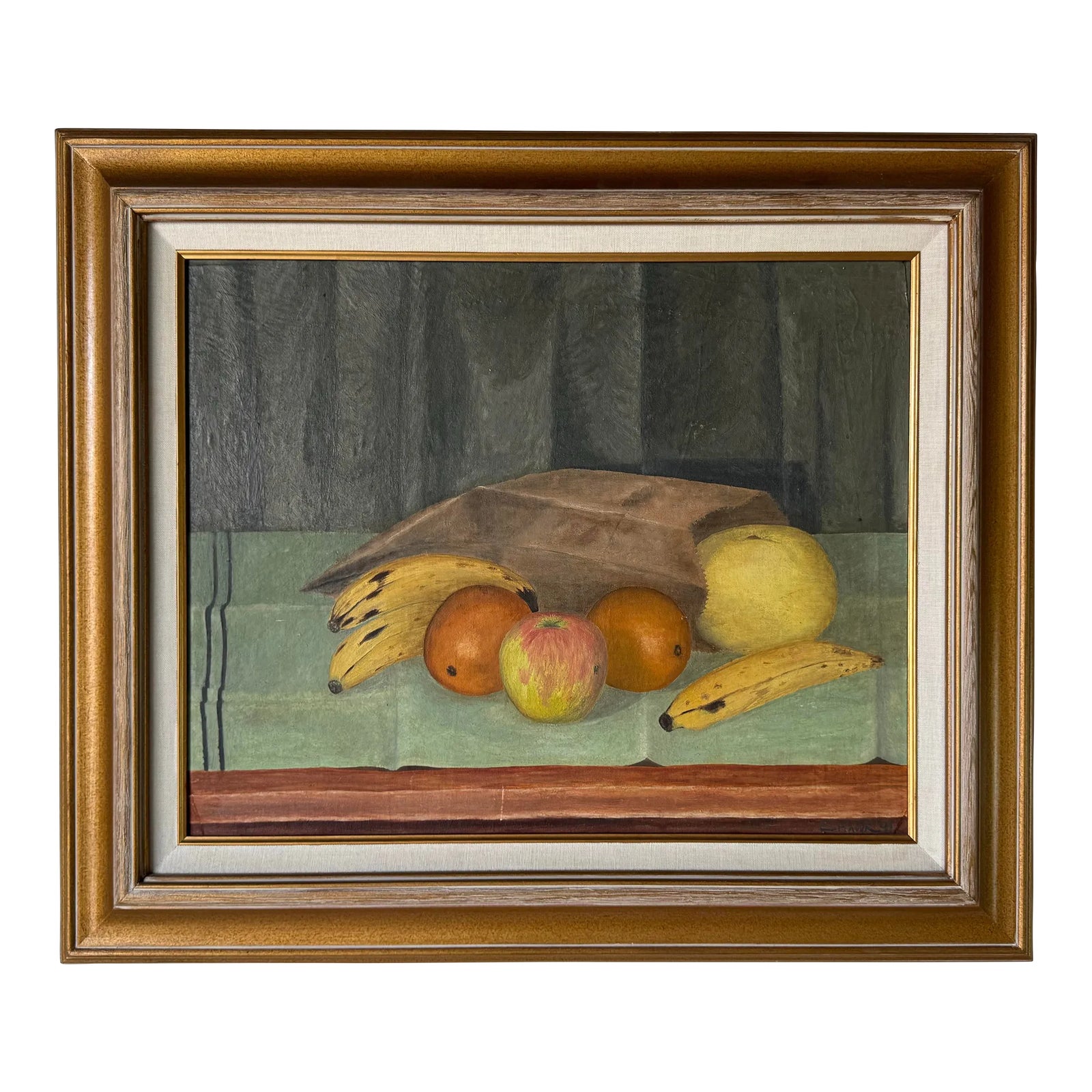 1940's E. Hawk Still Life With Fruits Oil Painting, Framed | Chairish