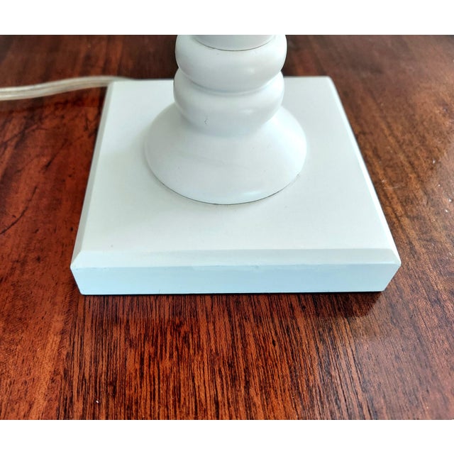 Ruffled Denim Eyelet Lace Table Lamp With Dove Finial | Chairish