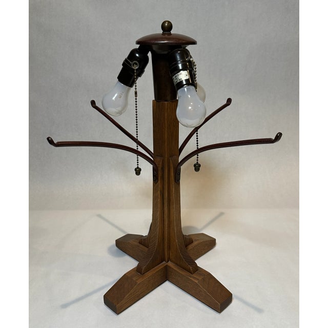 1980s Arts & Crafts Style Oak, Copper and Mica Lamp by Warren Hile ...