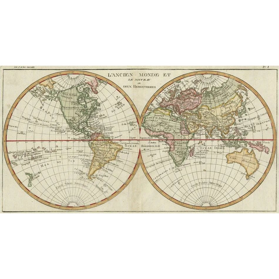 Antique Map of the World, 1780 | Chairish