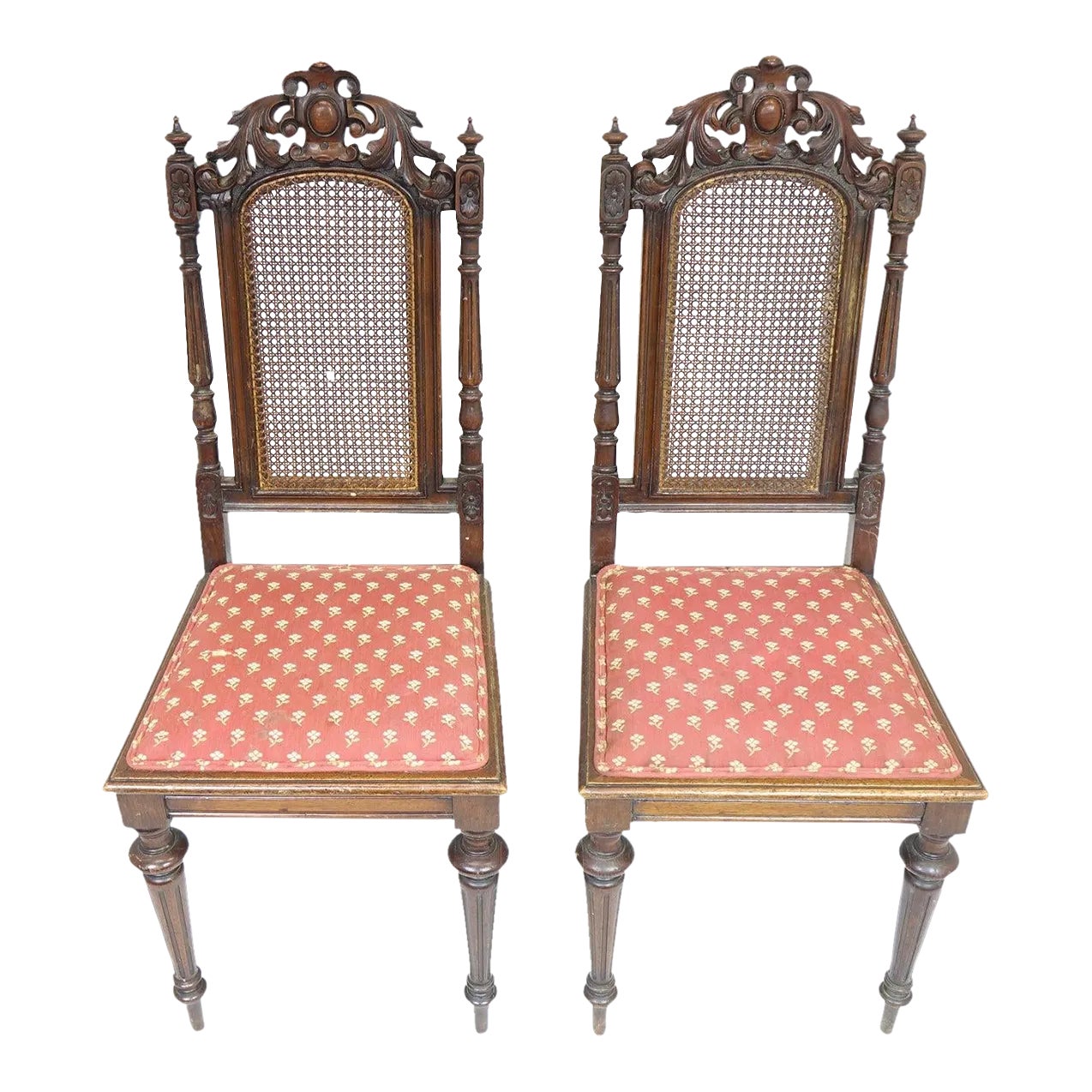 1940s Vintage Chairs With Elaborate Woodwork - a Pair | Chairish