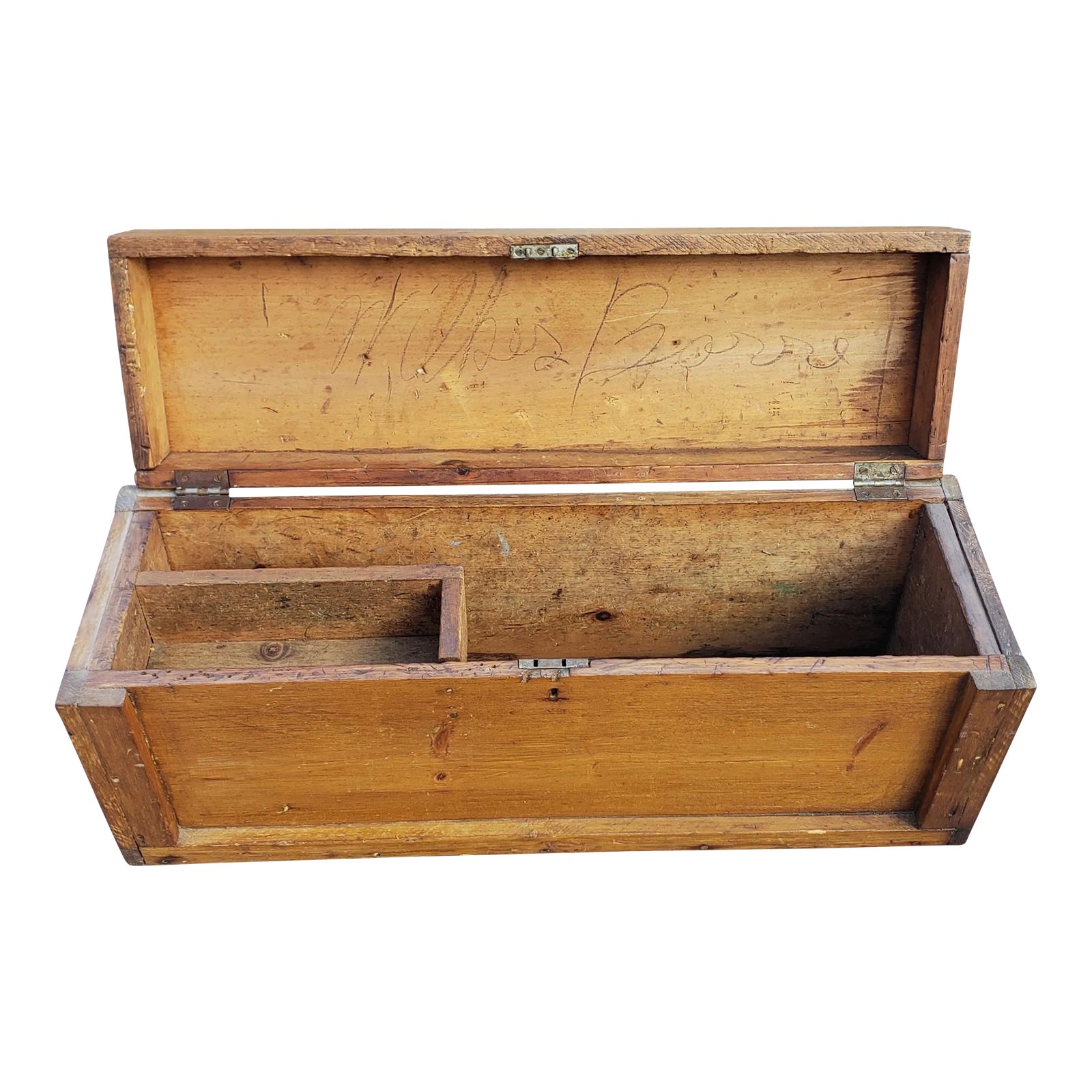 Early 20th Century American Primitive Wooden Tool Box | Chairish