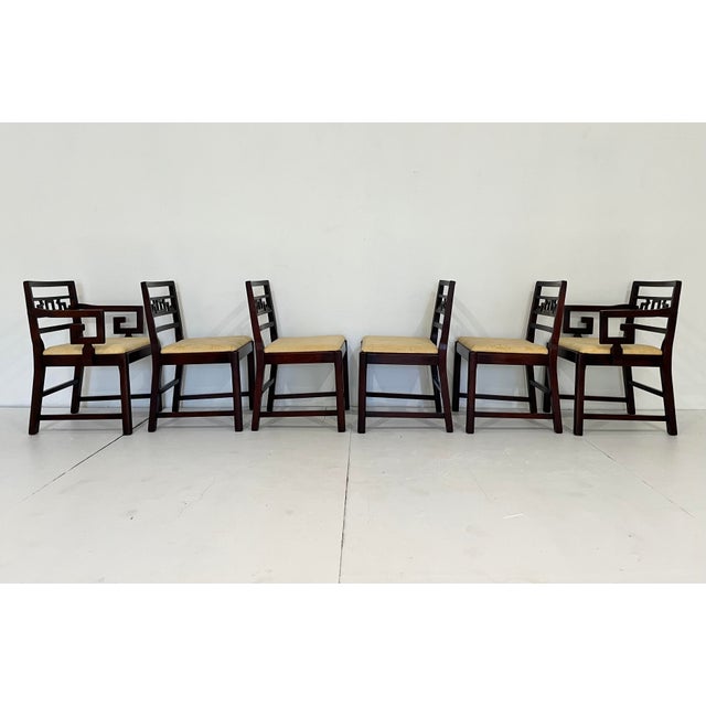 Mid Century Baker Furniture Chinoiserie Greek Key Dining Chairs- Set of ...