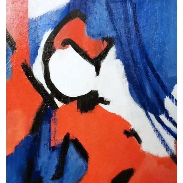 1980s French Symbolic Expressionism Oil Painting Depicting French ...